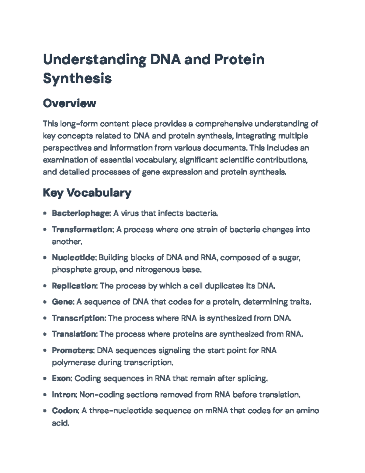 Understanding DNA and Protein Synthesis: Key Concepts and Processes ...