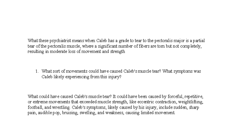 Understanding Partial Pectoralis Major Tear: Causes & Symptoms - Studocu