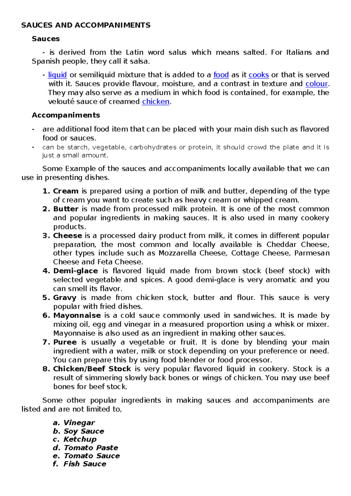 SAUCES & ACCOMPANIMENTS: A Comprehensive Guide for Culinary Students ...