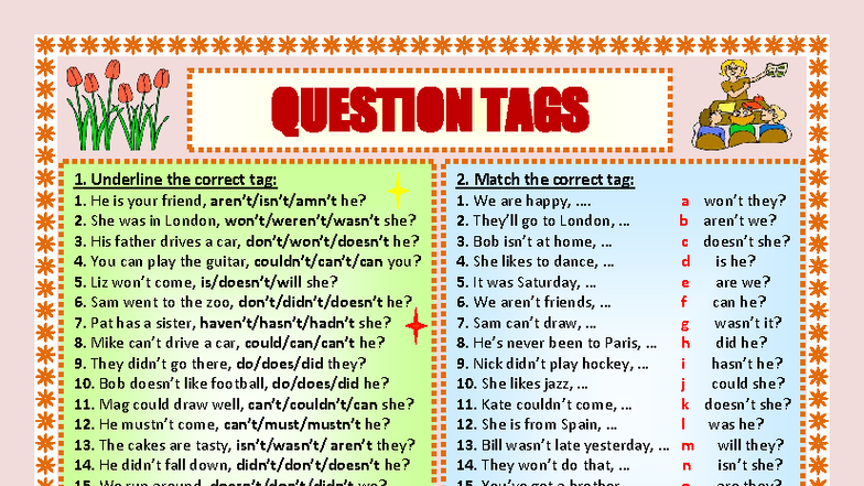 Question Tags Practice - 21060 - Studocu