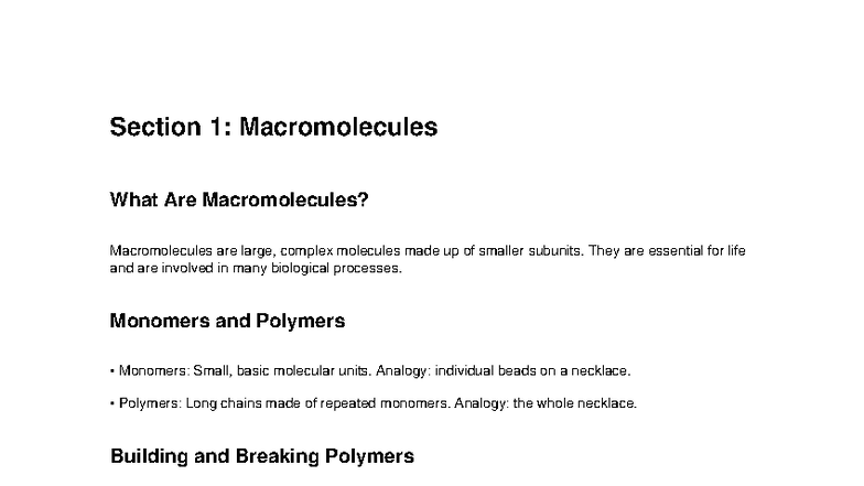 Macromolecules Study Guide: Key Concepts and Properties - Studeersnel