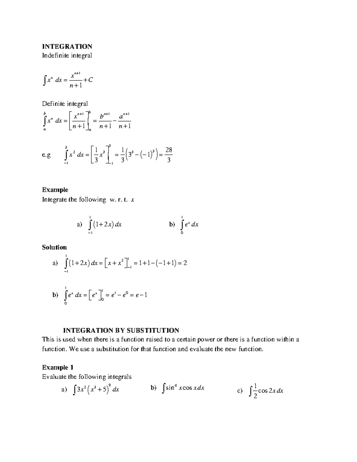 Integration by Substitution: Methods & Examples for Understanding - Studocu