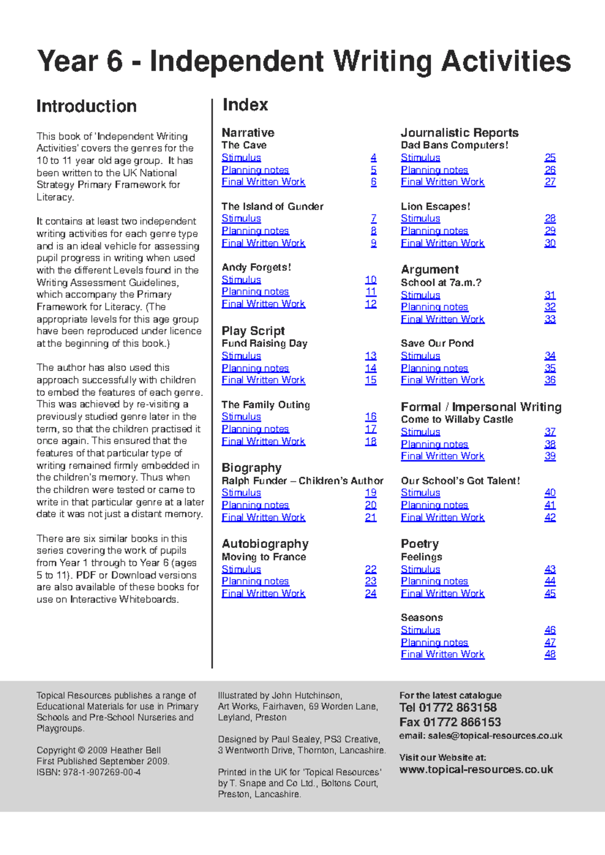 Year 6 Independent Writing Activities: Creative Genre Tasks - Studocu