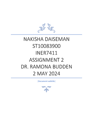 INER7411 A1 - assignment 1 pdf - MODULE NAME: MODULE CODE: INTRODUCTION TO EDUCATION RESEARCH ...