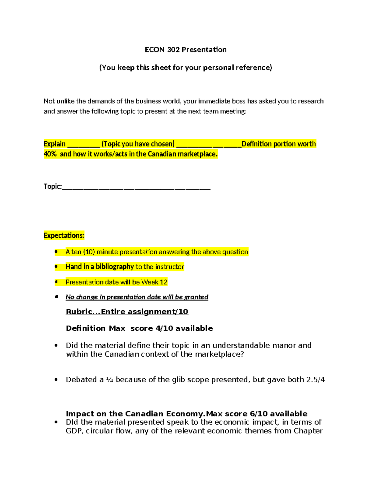 ECON302 Presentation Worksheet: Research & Preparation Guide - Studocu