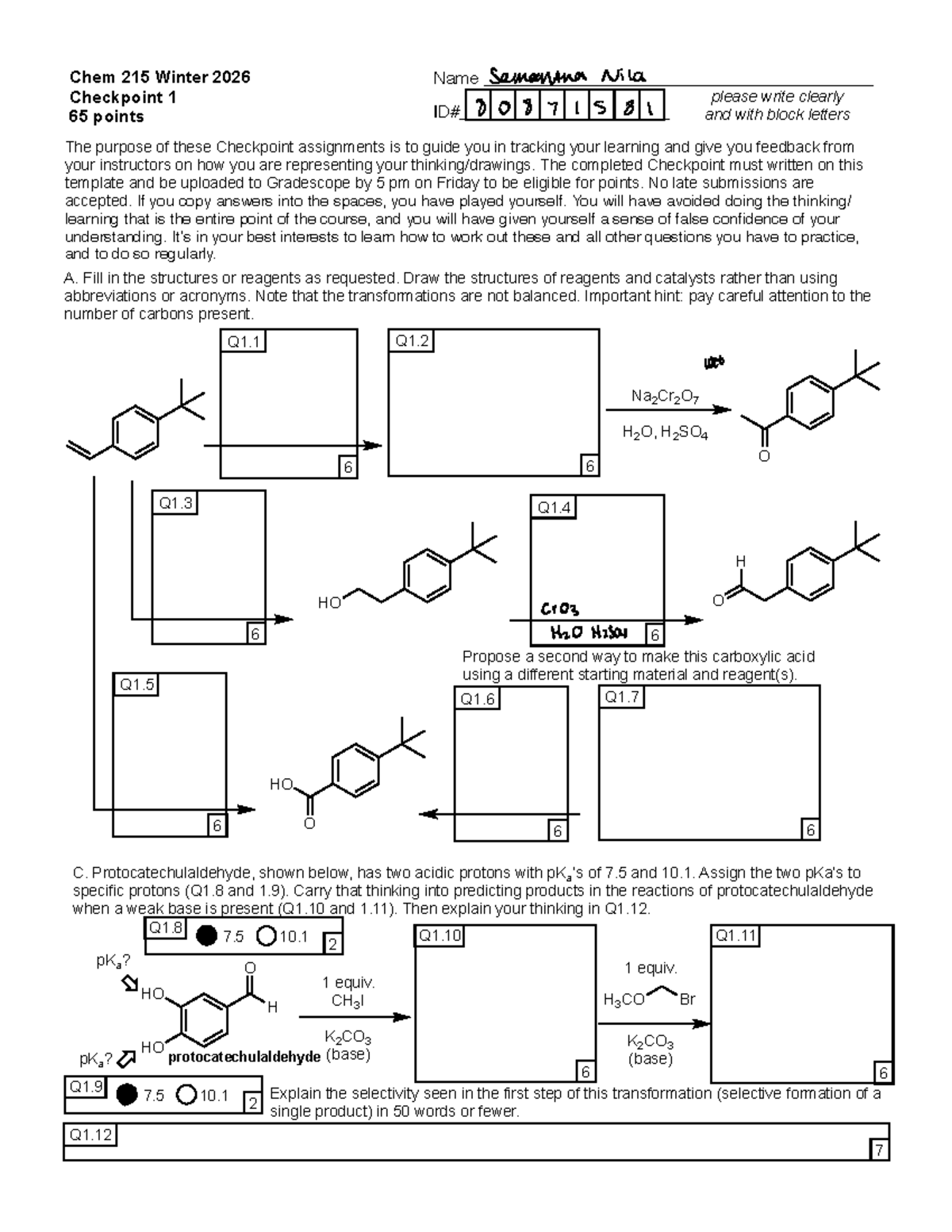 Chem 215 Winter 2026 Checkpoint 1 Practice Guide - Studocu