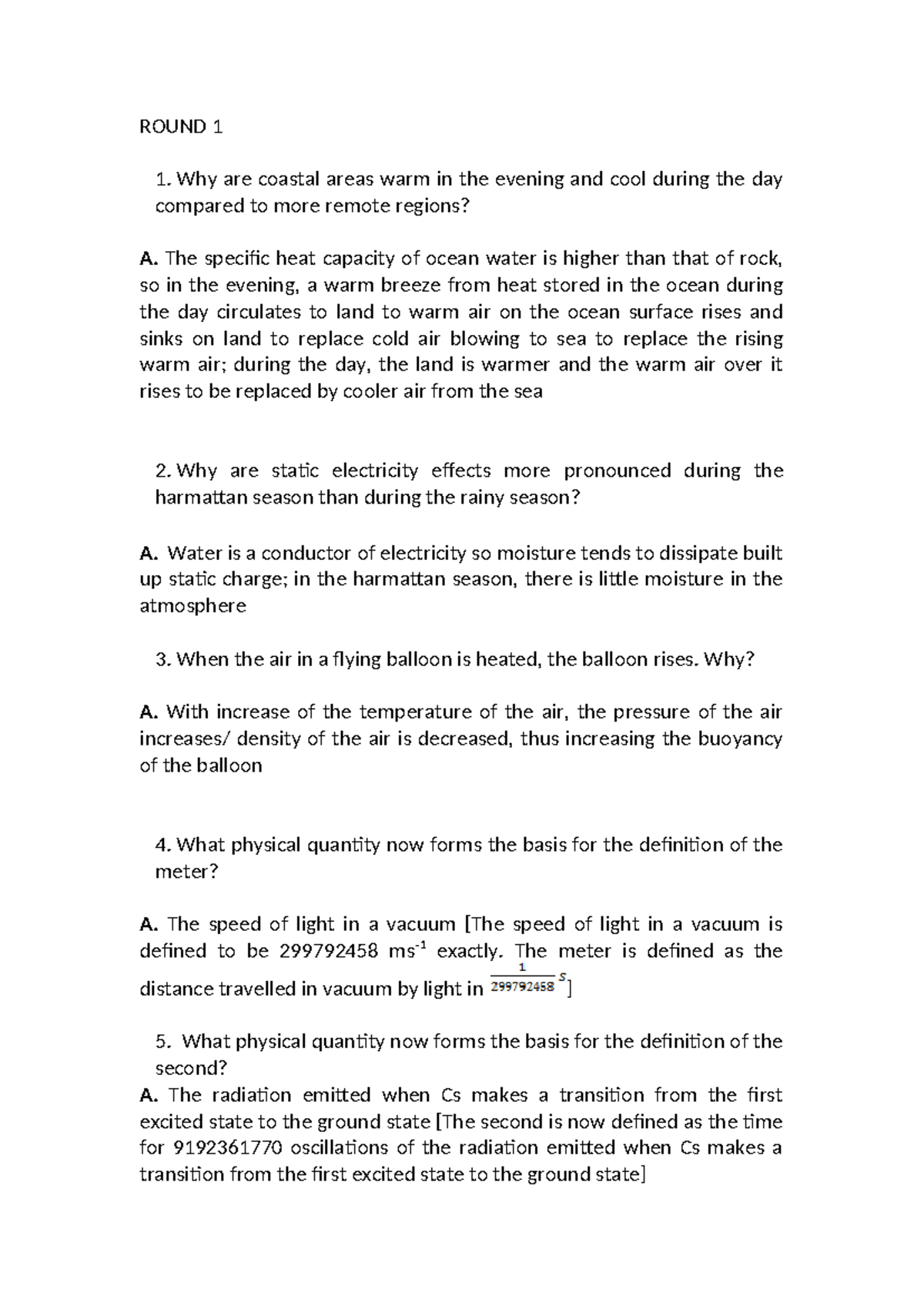 Contest 3 Physics - Practice Materials for Exam Prep - Studocu