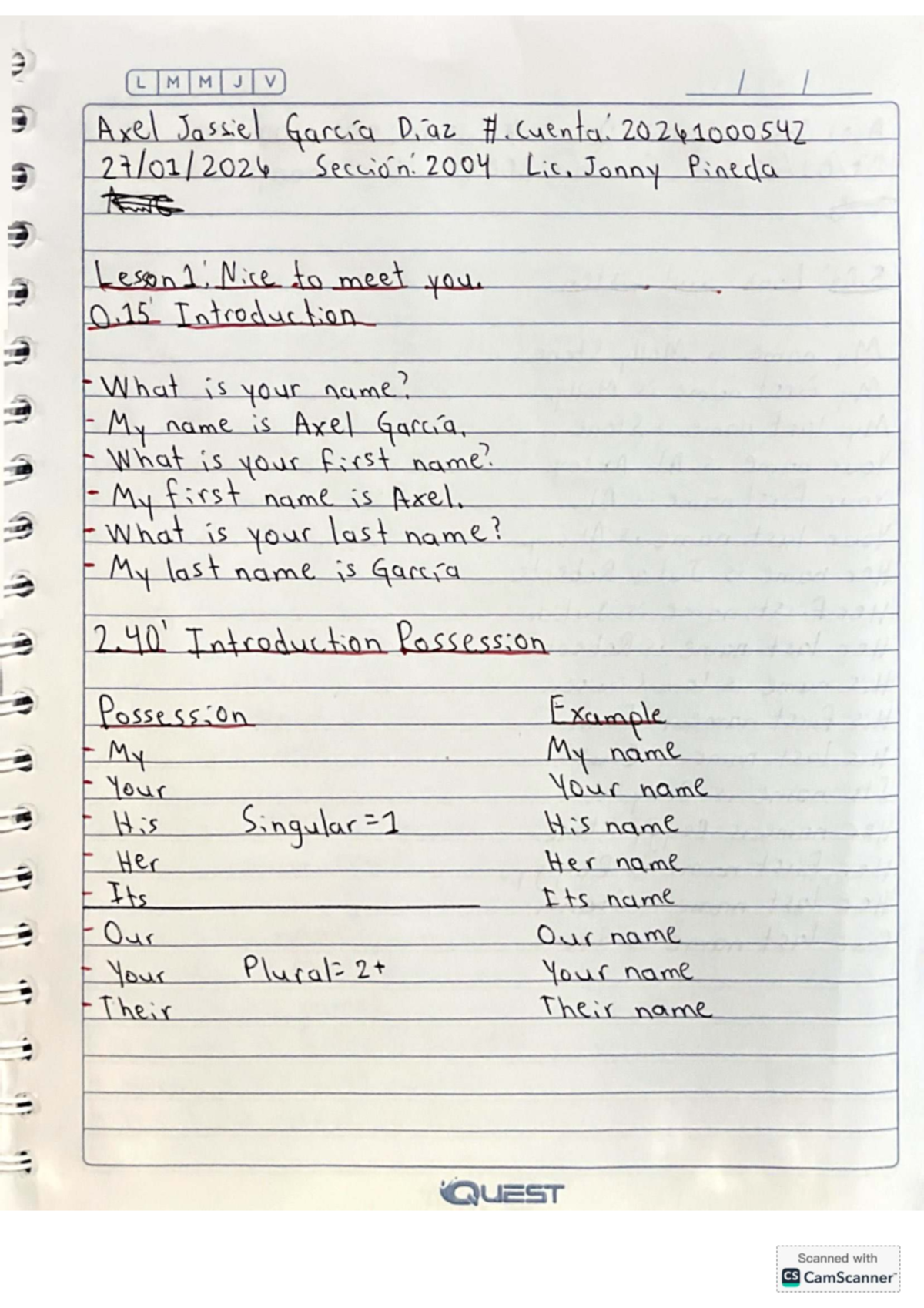 LMMJV 2004 Lic. Jonny Pineda Lesson 1: Introduction to Names - Studocu