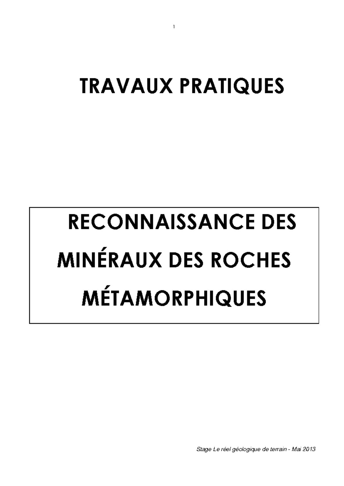 Roches Métamorphiques - TP 02 : Reconnaissance des Minéraux - Studocu