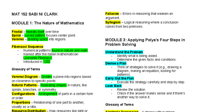 MAT 152 P1 Reviewer: Exploring Mathematical Concepts and Reasoning ...