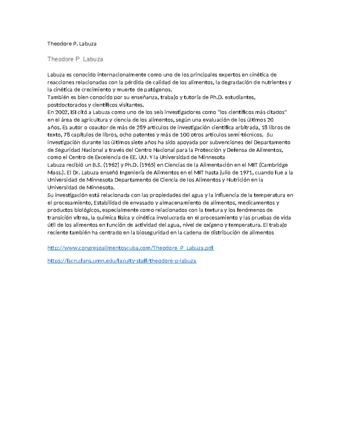 Apuntes sobre Theodore P. Labuza y su Investigación en Ciencia de ...