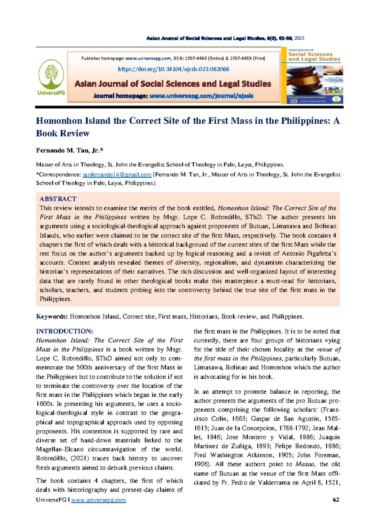 HOM1A6EF2771C478745: Book Review on Homonhon Island's First Mass - Studocu