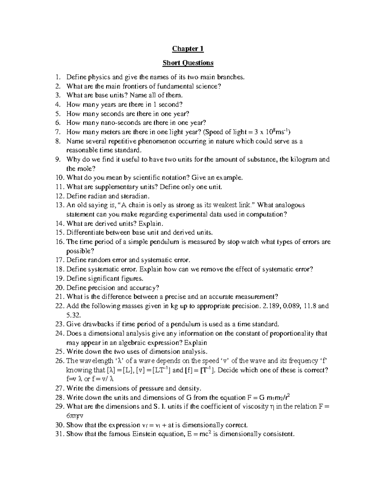1st-Year-Physics - Chapter 1-10 Comprehensive Study Notes - Studocu
