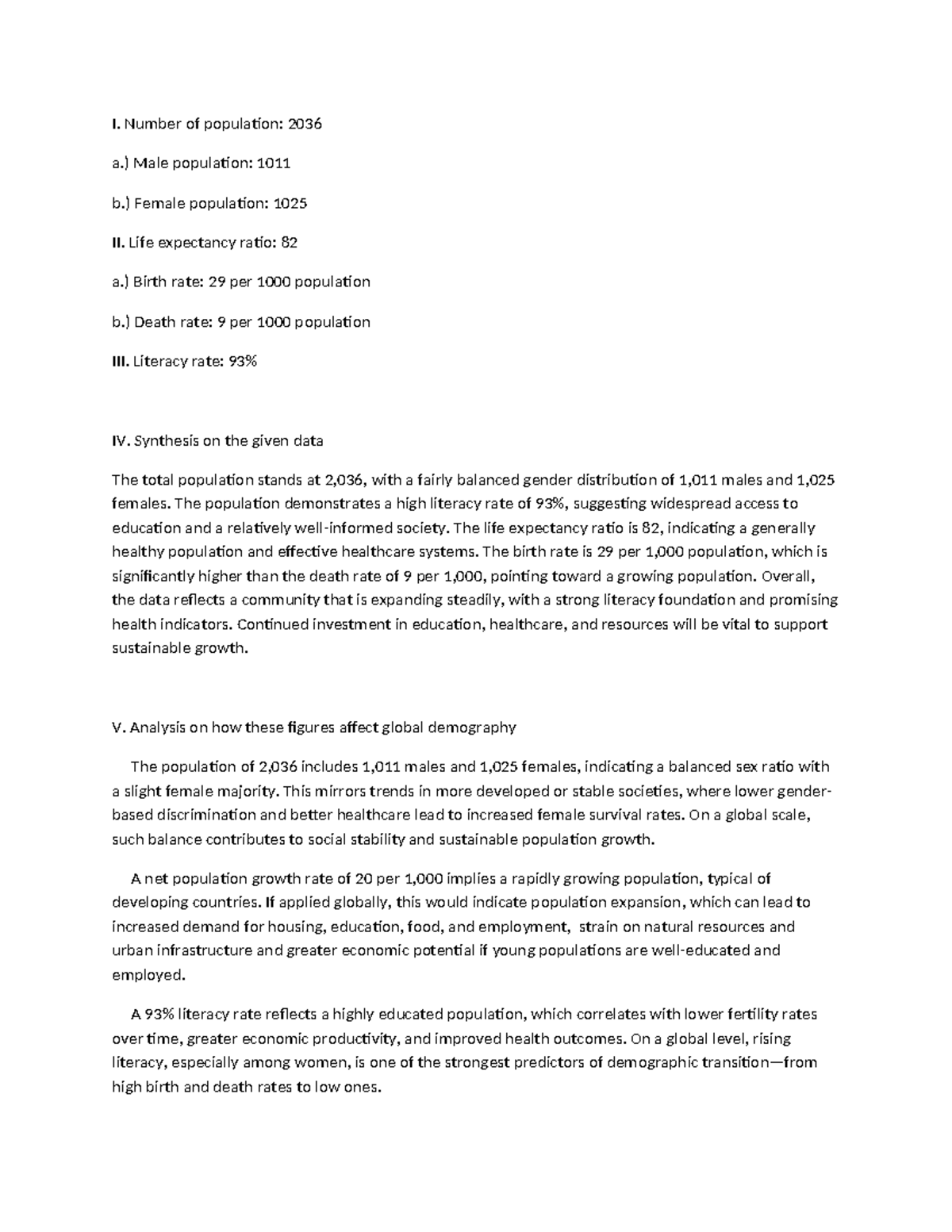 Population Analysis: Demographics & Trends (2036 Data) - Studocu