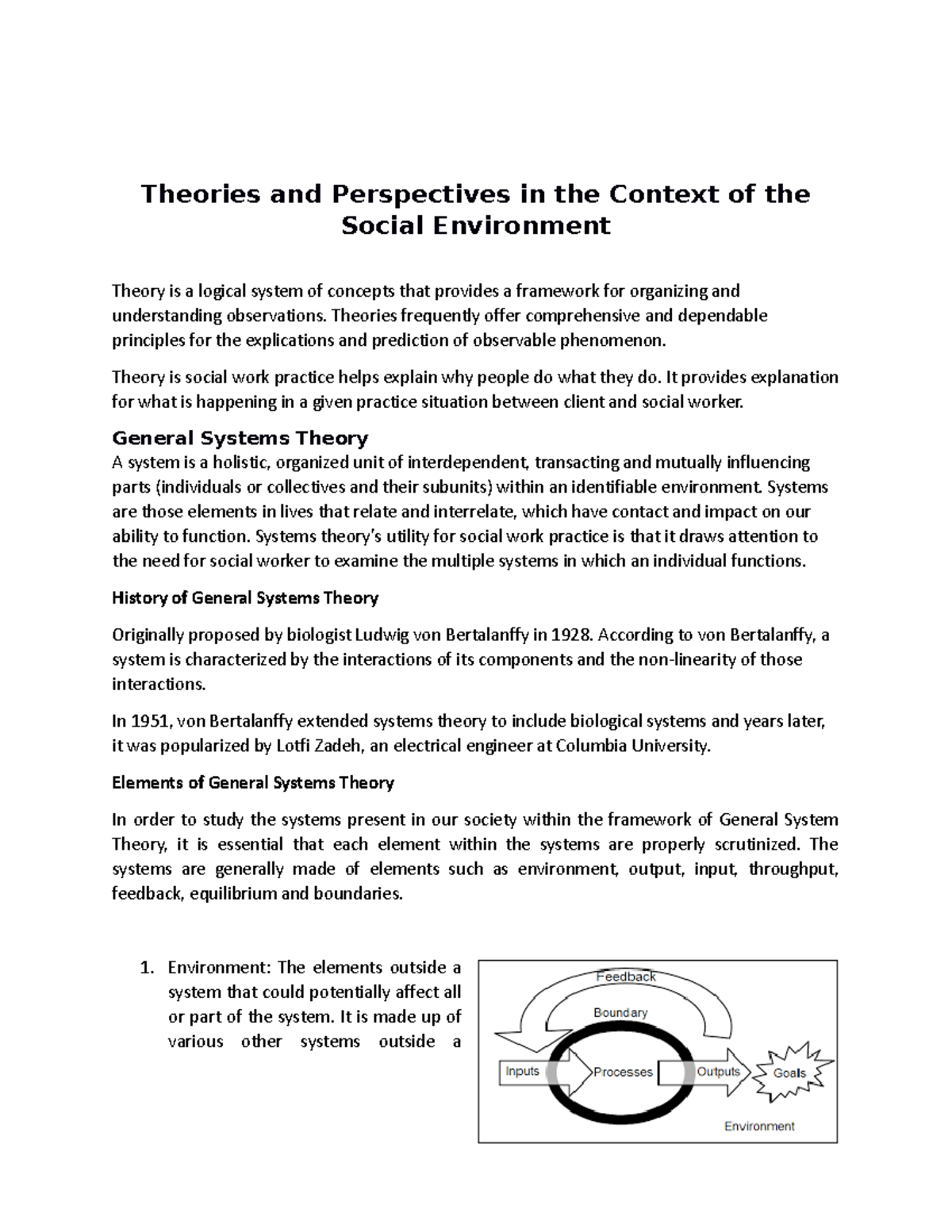 Theories and Perspectives in the Social Environment - FDXDRSTWRG - Studocu