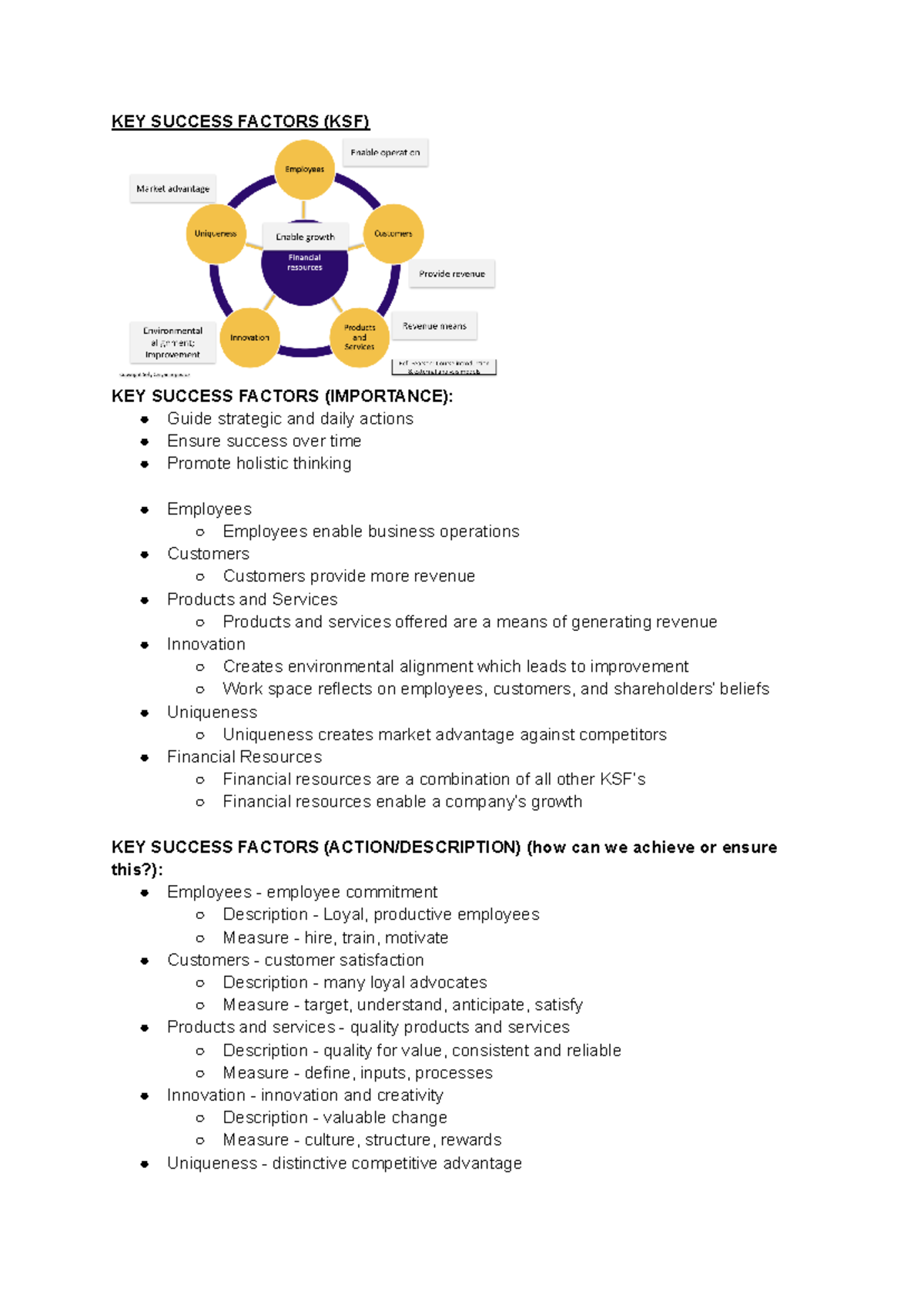 BU111 - Midterm Study Notes on Key Success Factors and Analysis - Studocu