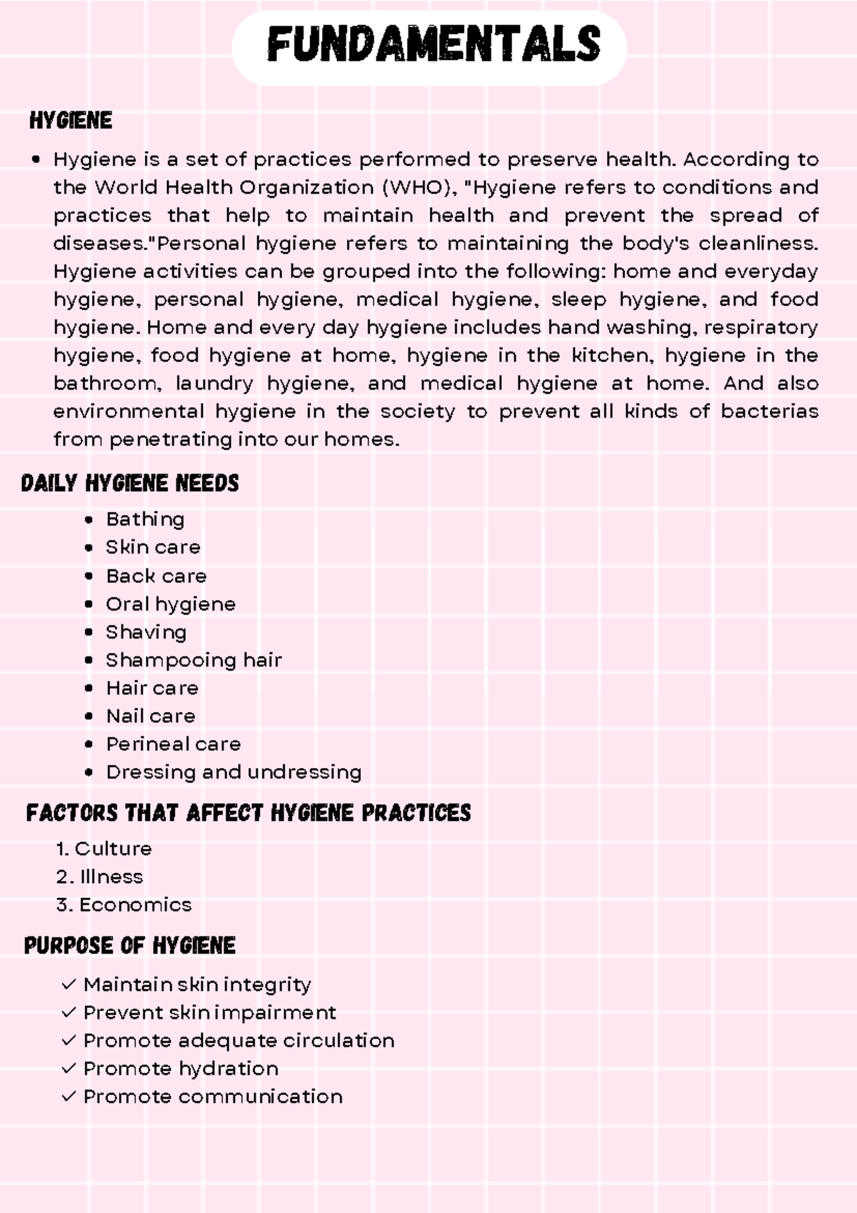 Fundamentals of Nursing: Personal Hygiene and Patient Care Techniques ...