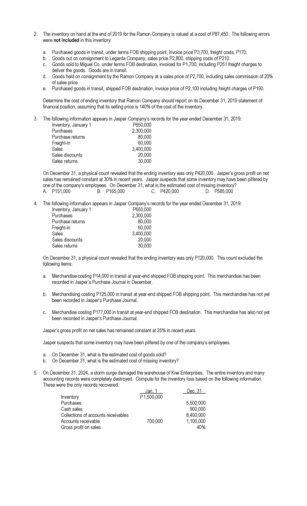 Inventory Valuation Errors & Missing Inventory Analysis (Course Code: 2 ...