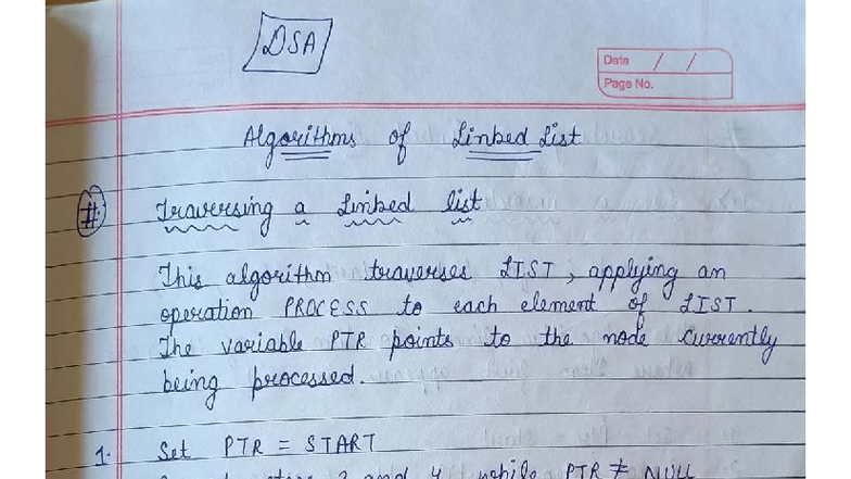 DSA - Lecture Notes on Linked List Algorithms and Operations - Studocu