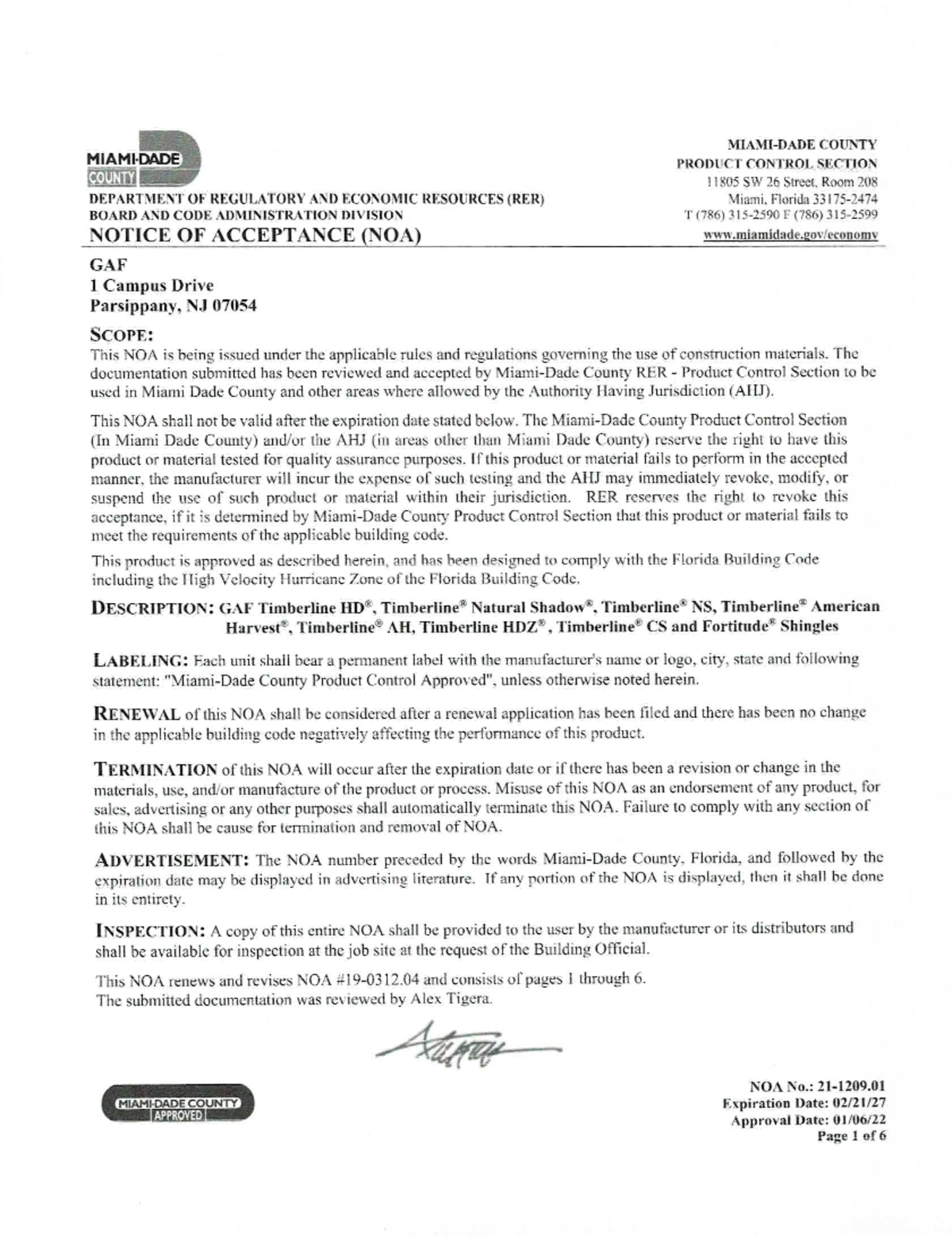 HVHZ Slope NOA Prod-GAf Shingles NOA-2023-07-06 v1 - PHI2604 - Studocu