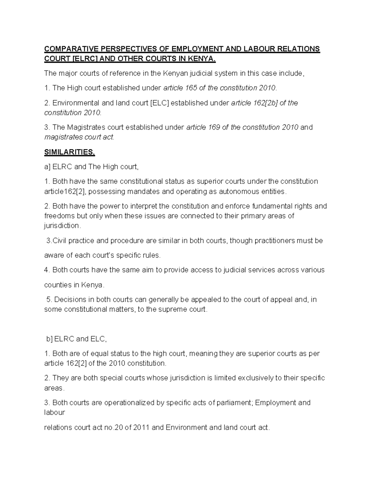 Comparative Analysis of Employment & Labour Relations Court in Kenya ...