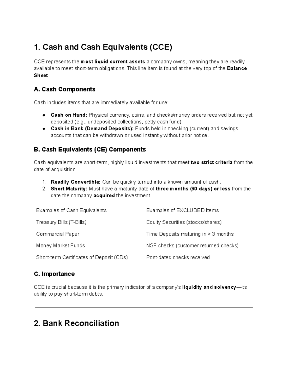 Audit 140: Cash & Cash Equivalents, Bank Reconciliation Overview - Studocu