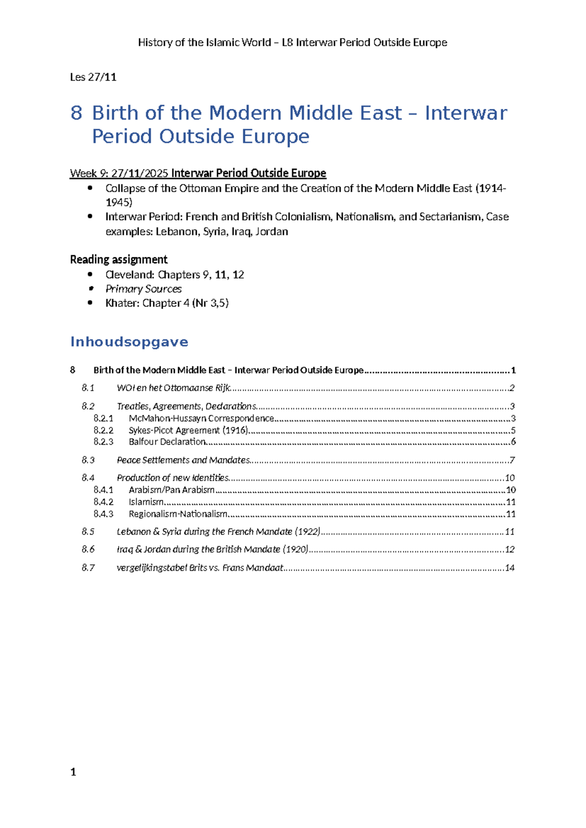 History of the Islamic World: L8 Interwar Period and Modern Middle East ...