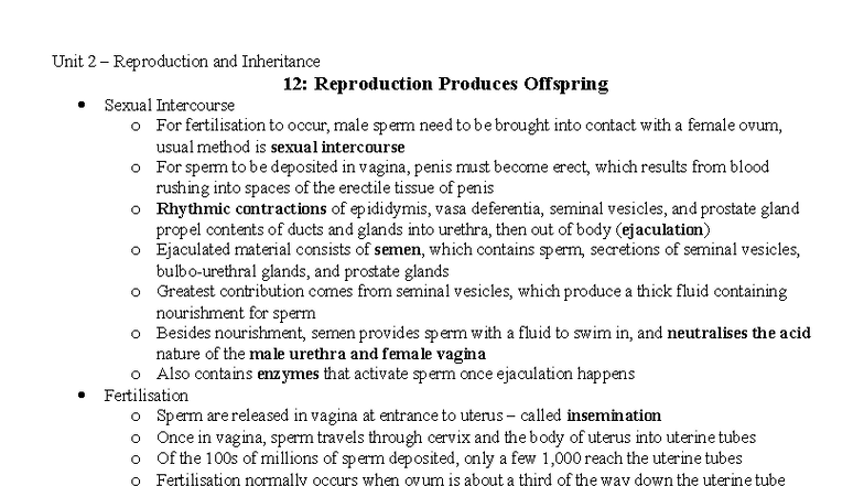 Unit 2 Reproduction and Inheritance: Chapter 12 Overview - Studocu
