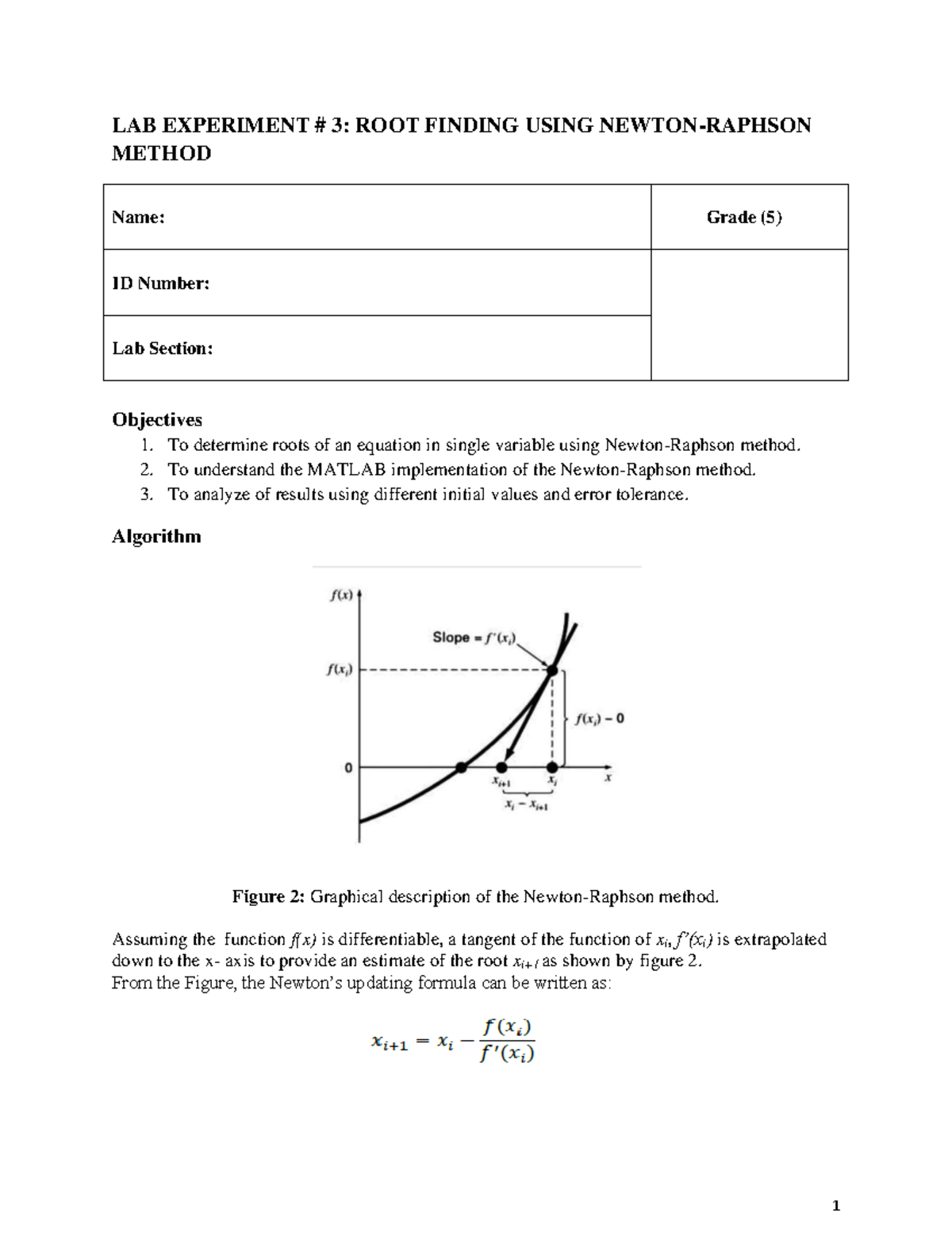Experiment 3 Newton Raphson Method Root Finding Method Lab Experiment