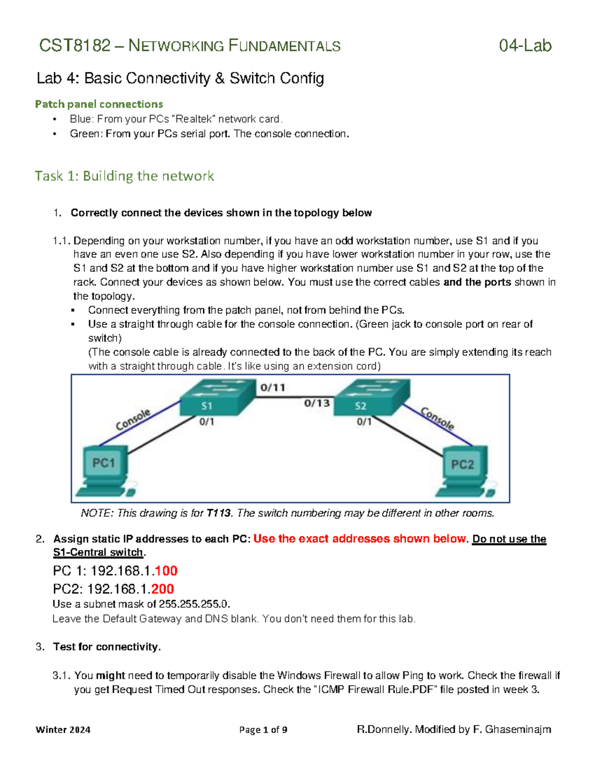 04-Lab-Basic Connectivity & Switch Configurations Guide - Studocu