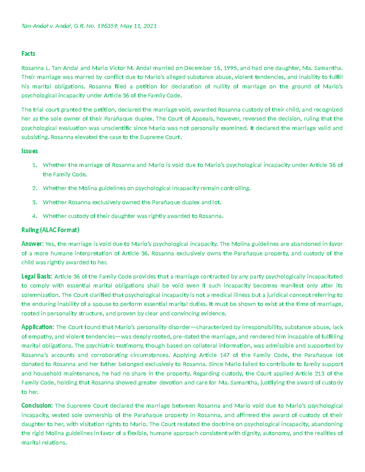 Tan-Andal v. Andal, G.R. No. 196359: Supreme Court Ruling on Marriage ...