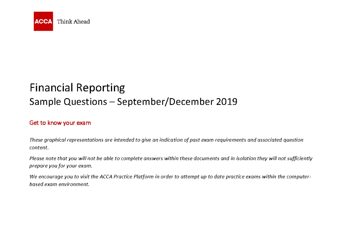 F7 ACCA 2018 Sample Questions for Financial Reporting Exam - Studocu