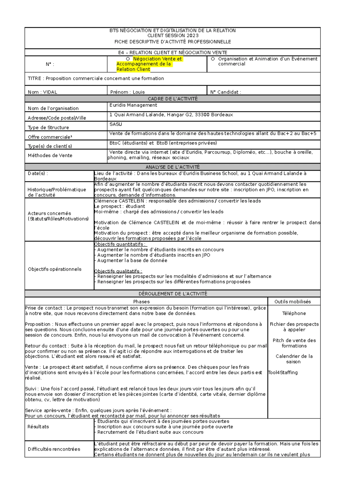 BTS NDRC 2025 - Fiche descriptive E6 - ANNEXE VII– BTS NÉGOCIATION ET ...