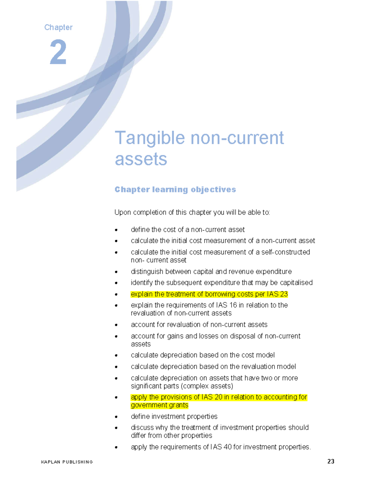 Chapter 2: Tangible Assets - Learning Objectives & Key Concepts (KAPLAN ...