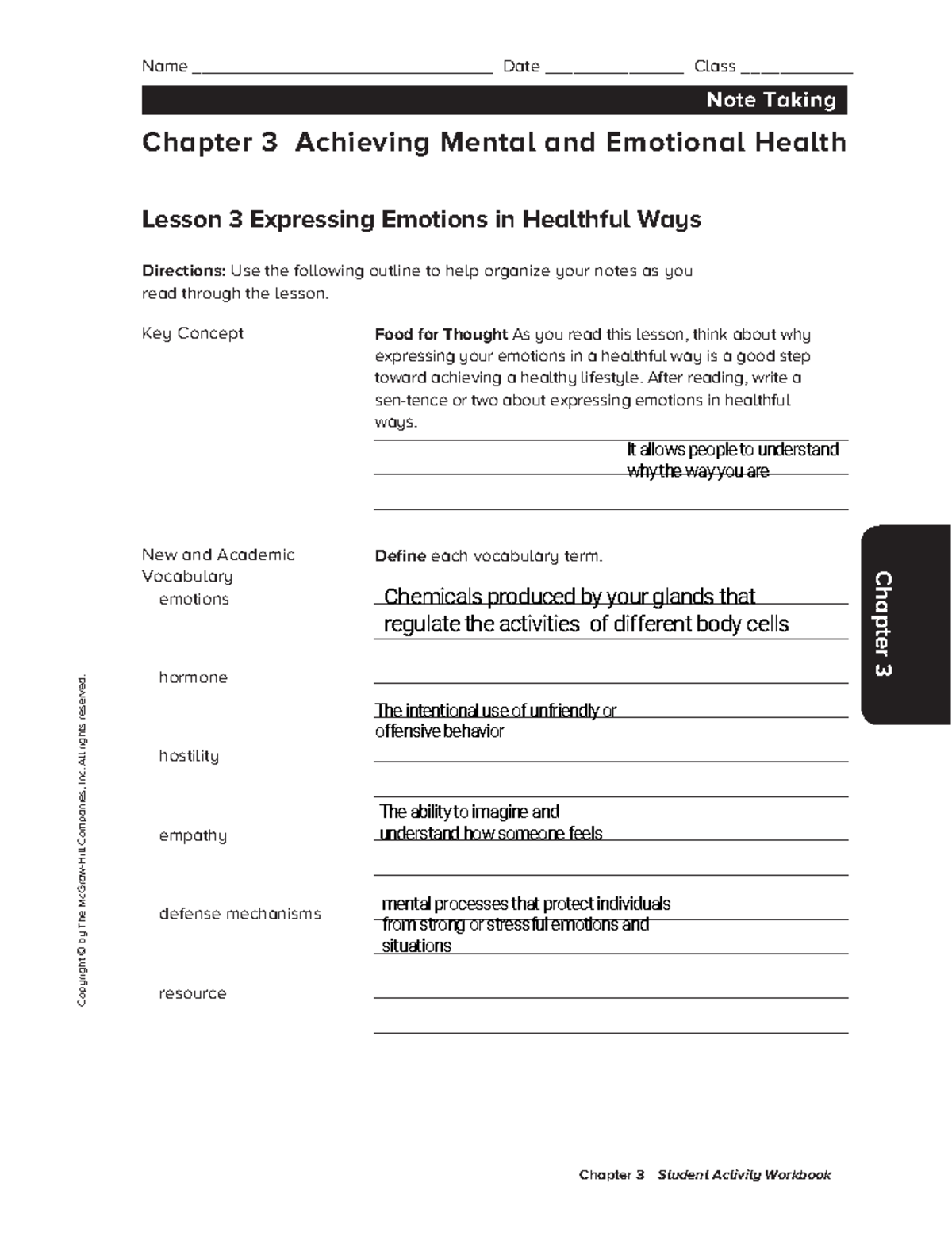 Chapter 3 Lesson 3: Expressing Emotions for Better Health - Studocu