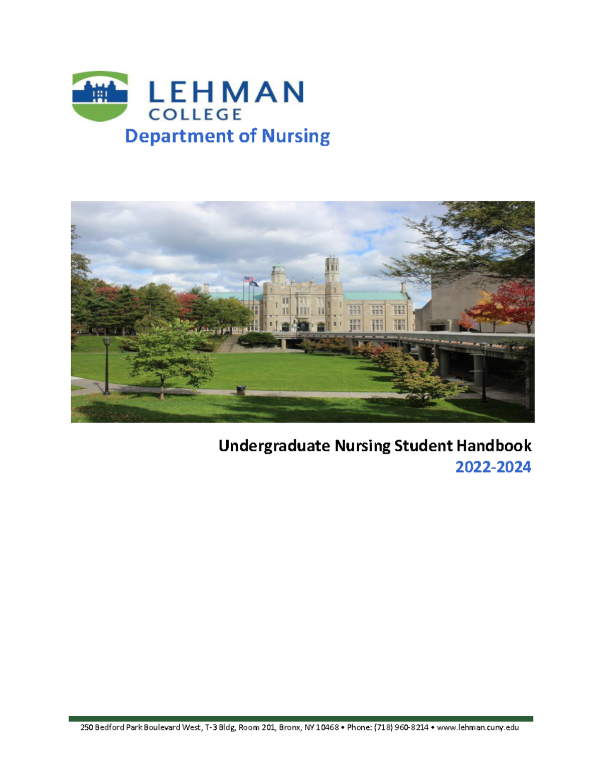 Lehman College Nursing Student Handbook (2022-2024) Overview - Studocu