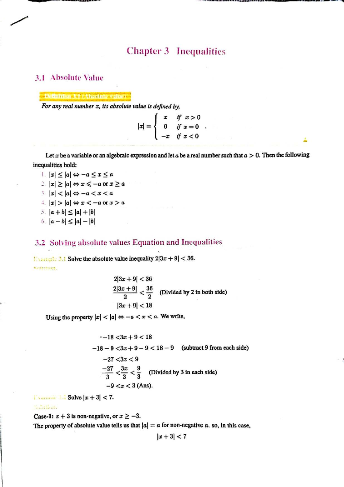 Chapter 3: Inequalities and Absolute Values - MH Course Notes - Studocu