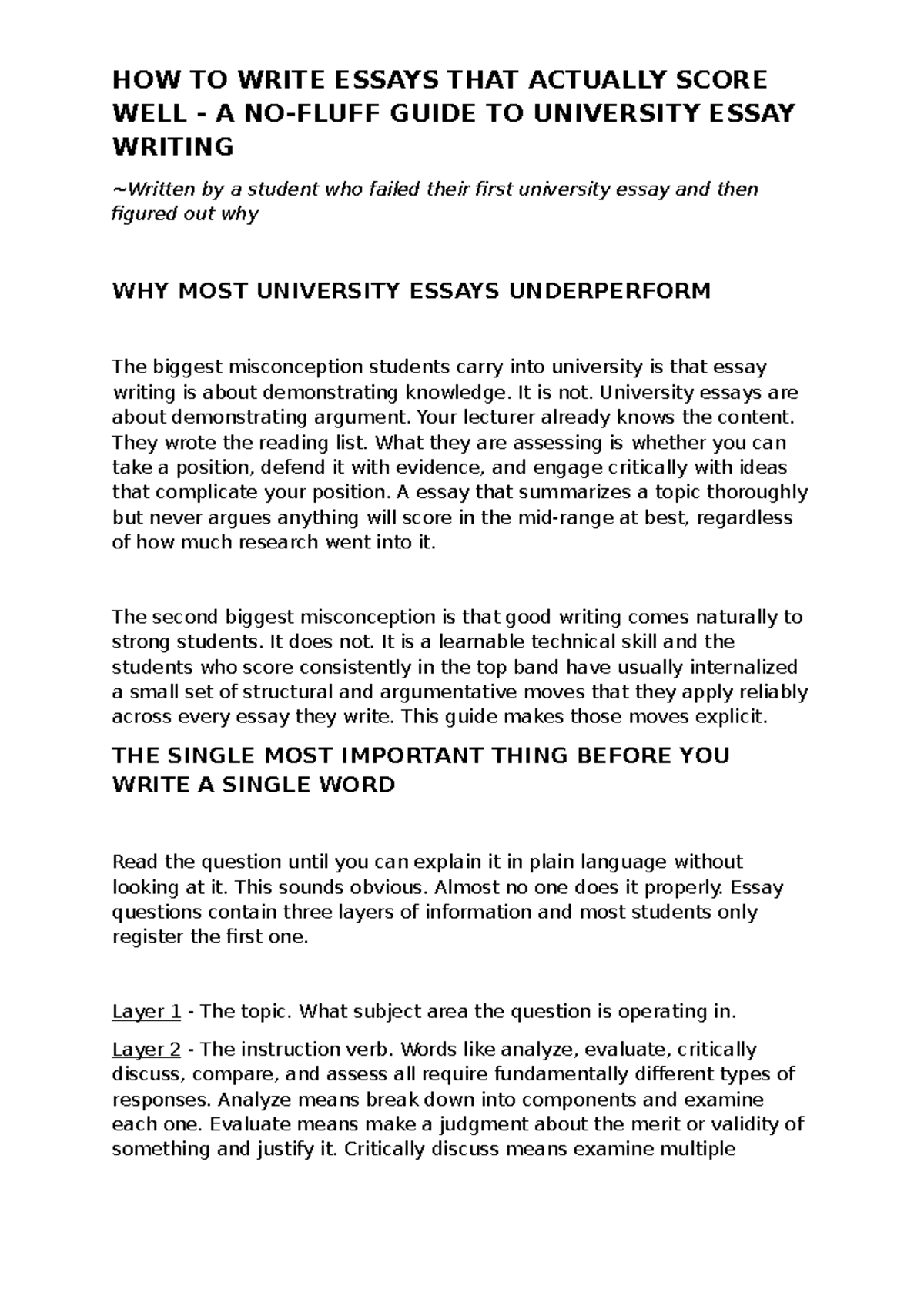 Effective University Essay Writing: A Guide to Scoring High - Studocu