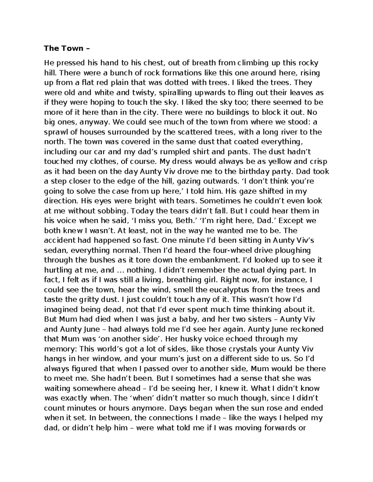 CTC - Character Analysis and Themes in "The Town" - Studocu
