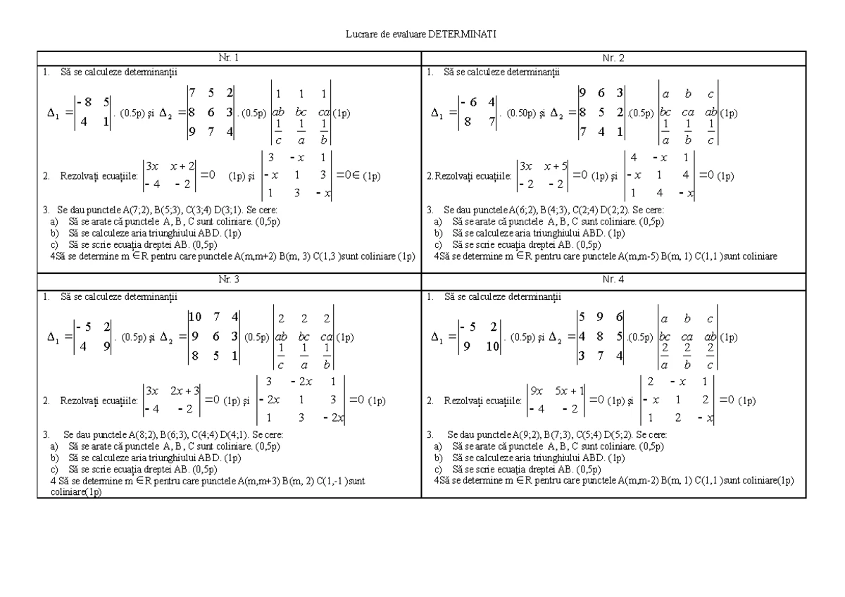 Exercitii rezolvate cu matrice si determinanti date la BAC - Exercitii ...