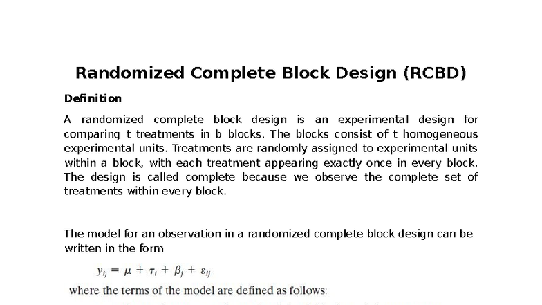 RCBD: Analysis of Variance for Insecticide Effectiveness - Studocu