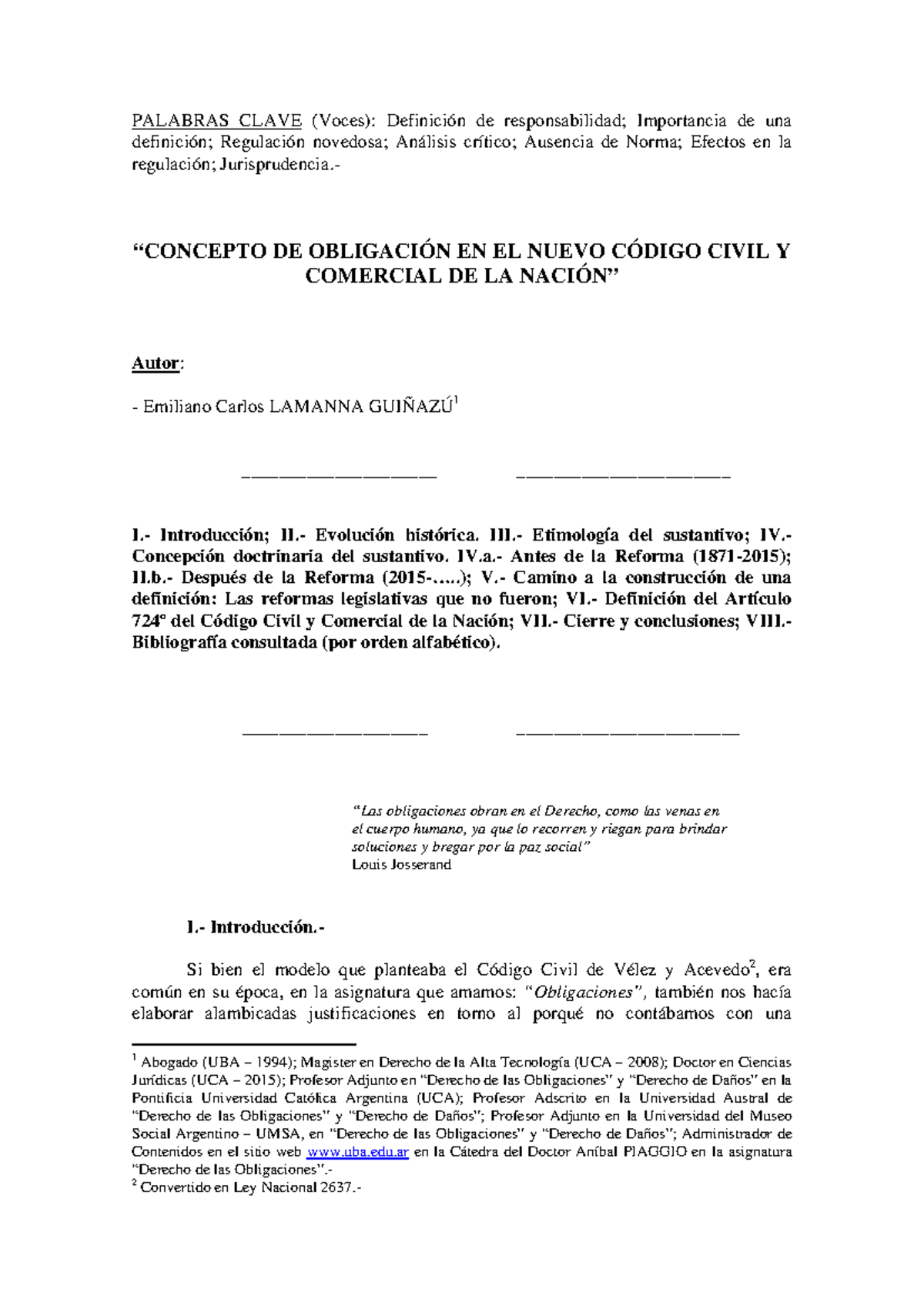 Concepto de Obligación en el Nuevo Código Civil y Comercial (CCyC) - Studocu