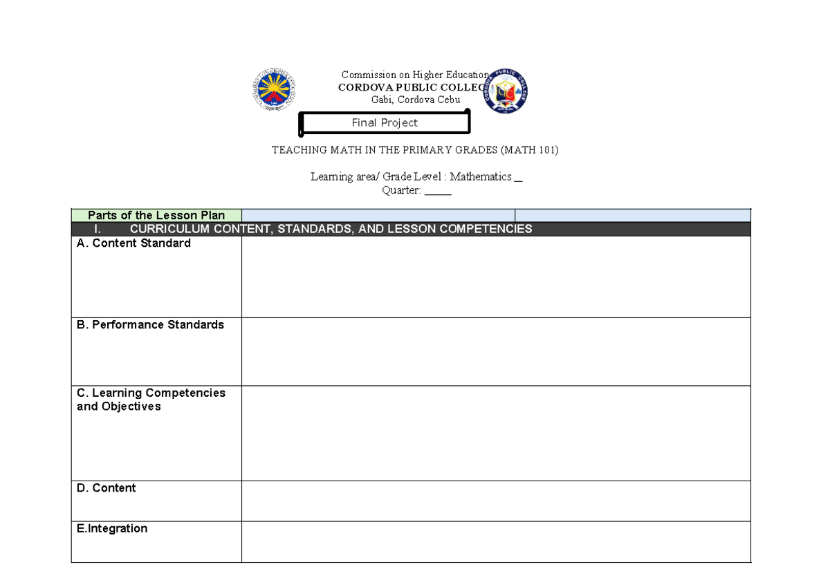 Lesson-Plan - Compiled notes - Final Project Commission on Higher ...