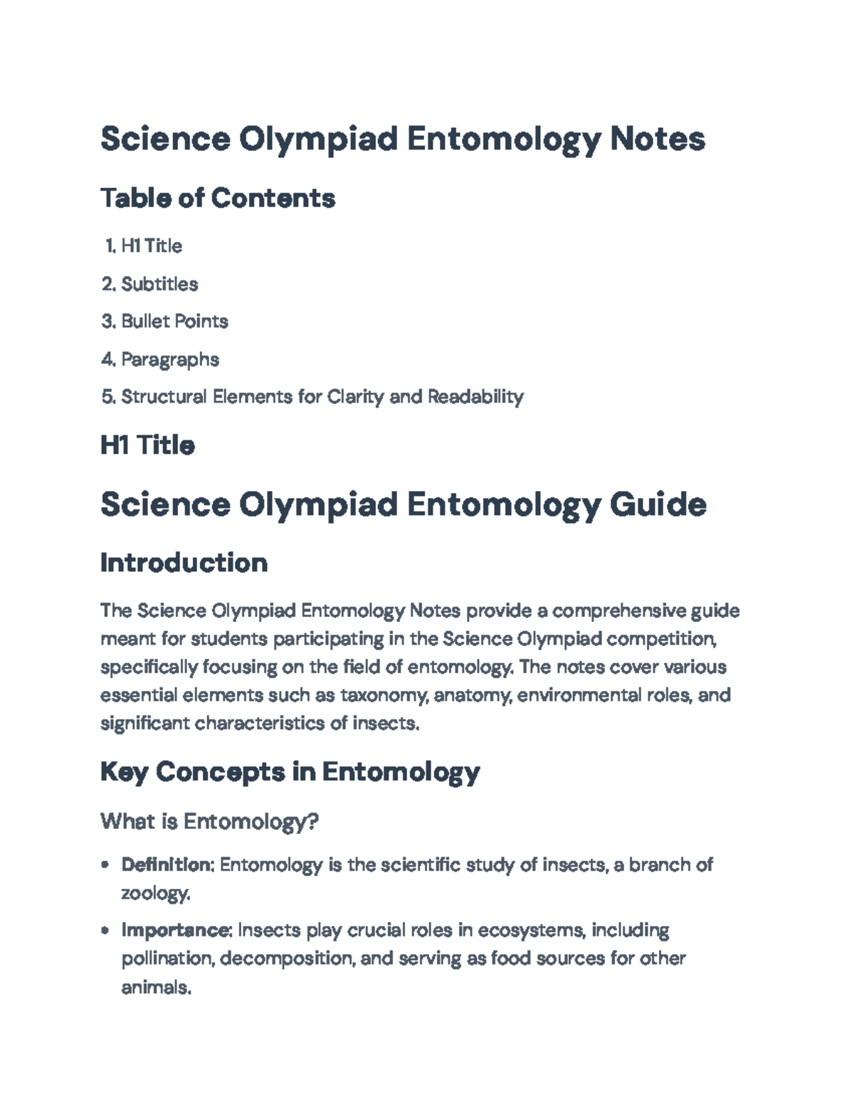 Science Olympiad ENTO 2023: In-Depth Entomology Study Guide - Studocu