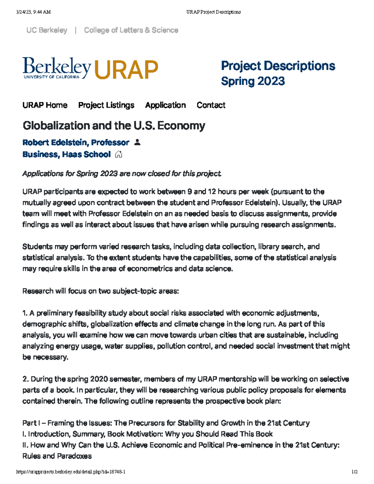 URAP Project Descriptions - 1/24/23, 9:44 AM URAP Project Descriptions - Studocu