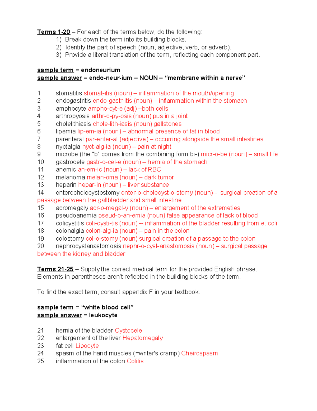 Med Term Assign.3: Breakdown & Translation of Medical Terms - Studocu