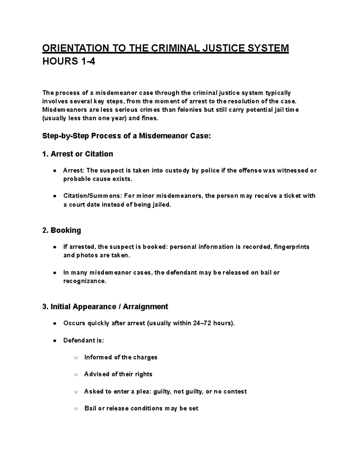 Orientation to the Criminal Justice System: Misdemeanor & Felony Cases ...