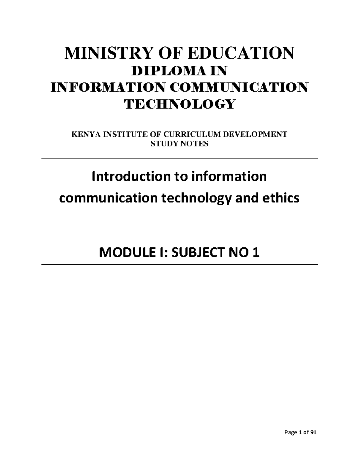 ICT Study Notes: Introduction to Information Communication Technology ...