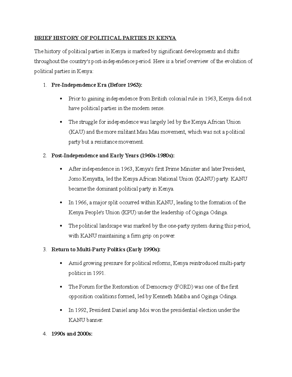 The Evolution of Political Parties in Kenya: A Historical Overview ...