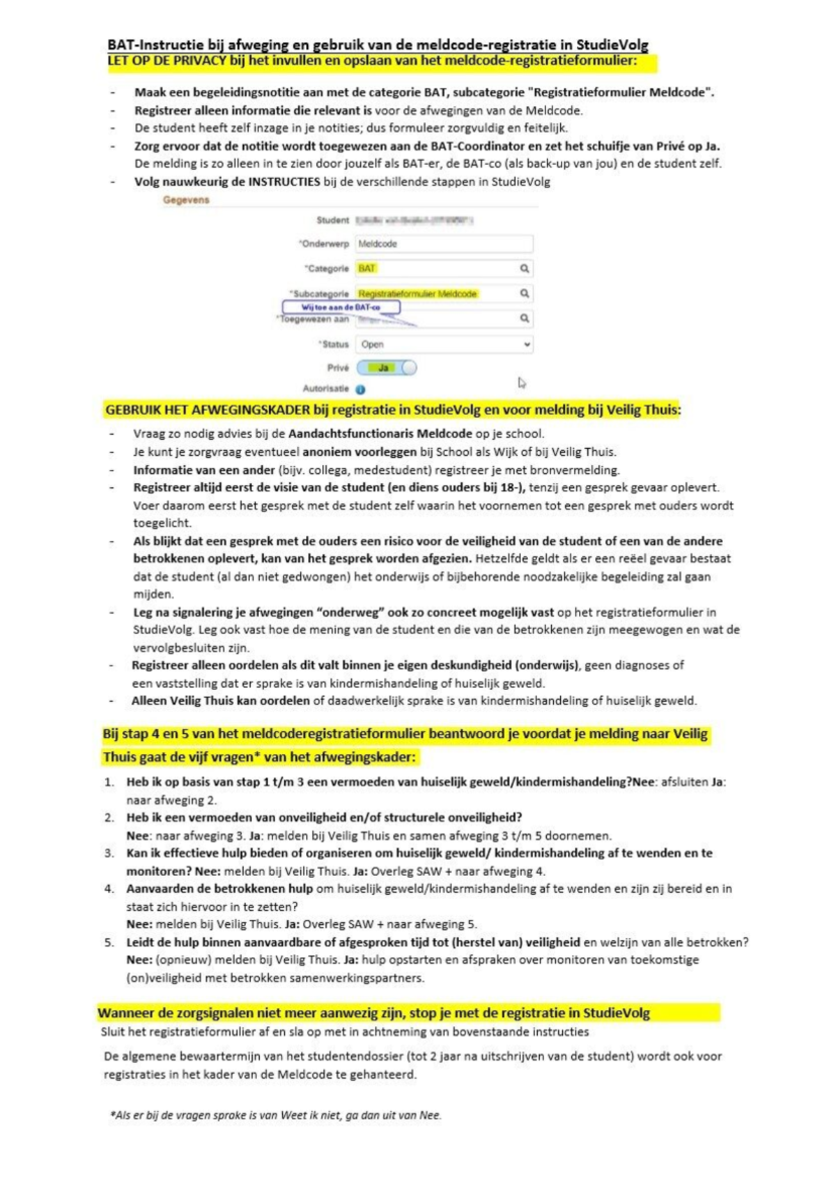 Meldcode Registratie: Instructies en Afwegingskader voor Studenten ...